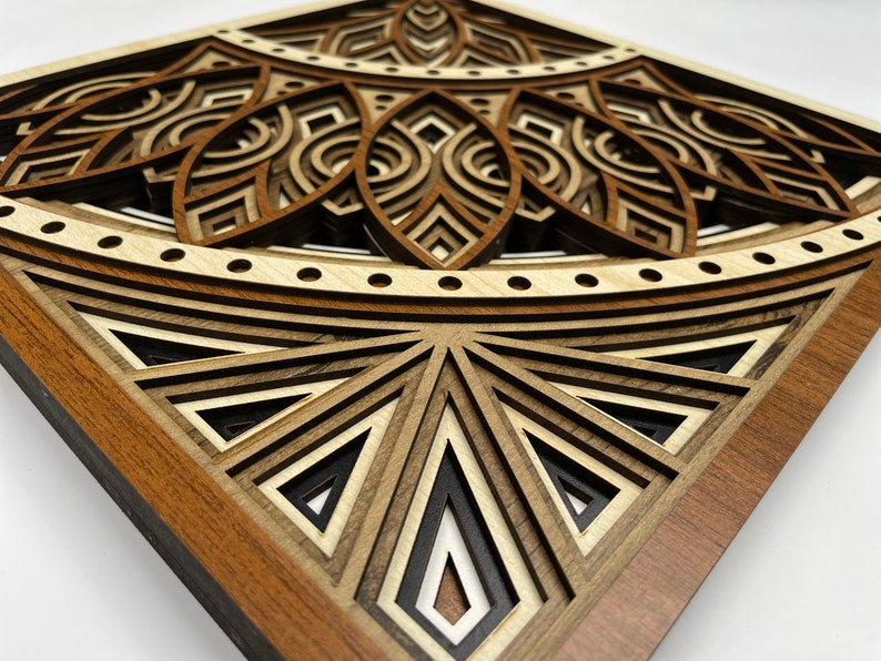 Wood Wall Art Multi-layer, Mandala Wood Wall Decor, Layered Wooden Wall ...