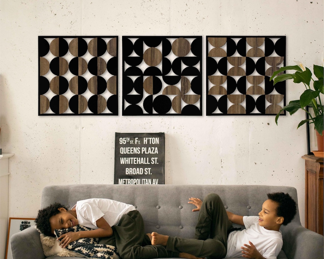 Mid Century Bauhaus Wood Wall Art, 1920s Bauhaus Exibitions Inspired ...