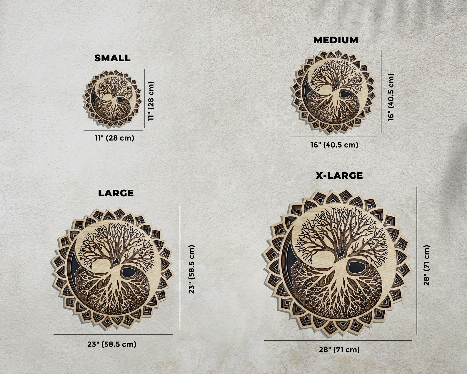 Wood Tree of Life Wall Art Decor, Ying Yang and Tree of Life Large ...