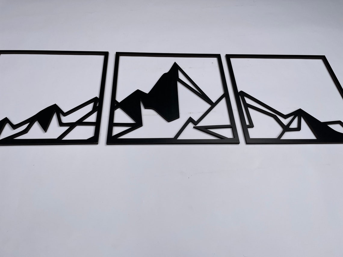 Mountain Wall Art Geometric Wall Art Wood Wall Art | Etsy