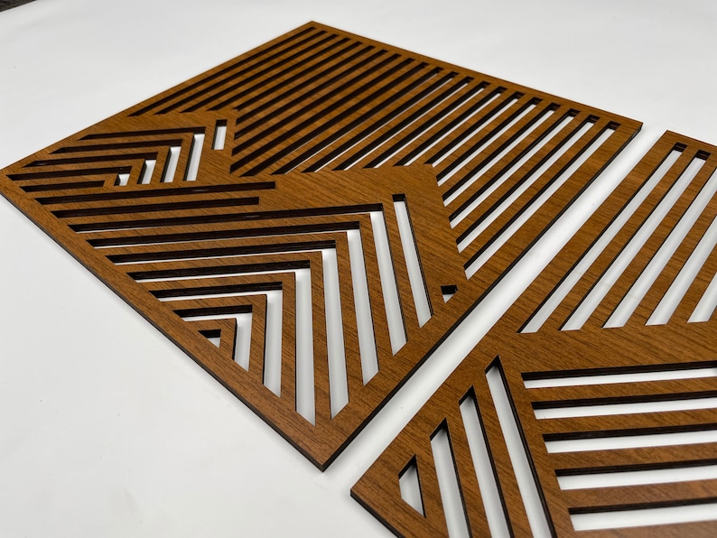 Geometric Mountain Wood Wall Art Decor 3 Piece Mountain - Etsy