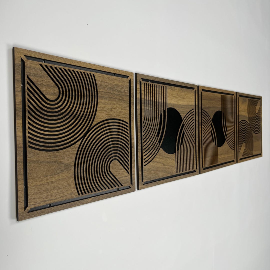 Mid Century Modern Wood Sign Set, 4 Piece Maximalist Decor for Eclectic ...