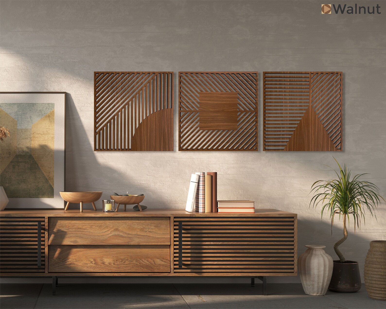 Geometric Shapes Wood Wall Art Decor 3 Piece Wooden Wall - Etsy