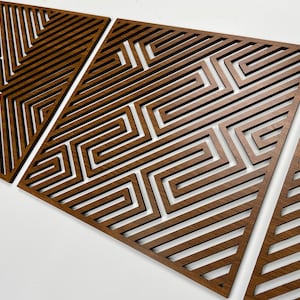 Modern Wood Wall Art, Geometric Wood Wall Decor Living Room, Set of 3 ...