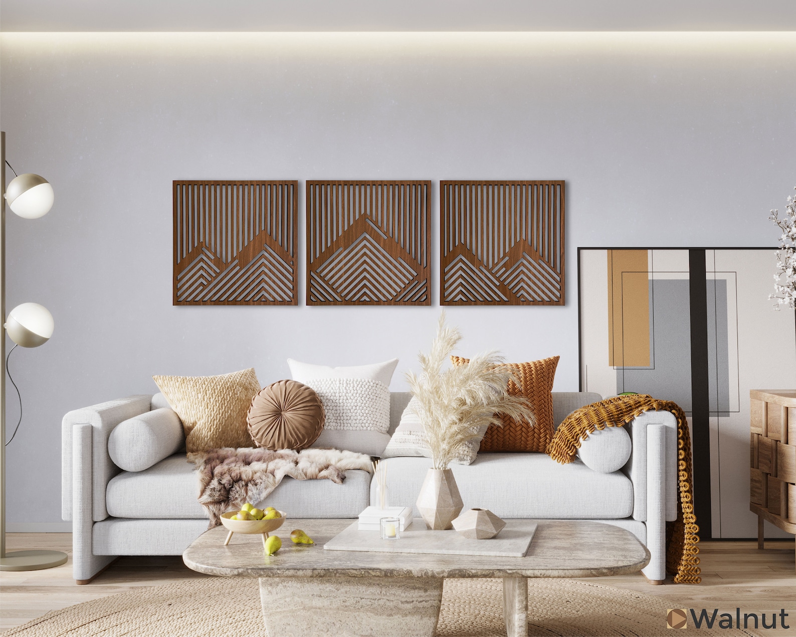 Geometric Mountain Wood Wall Art Decor 3 Piece Mountain - Etsy