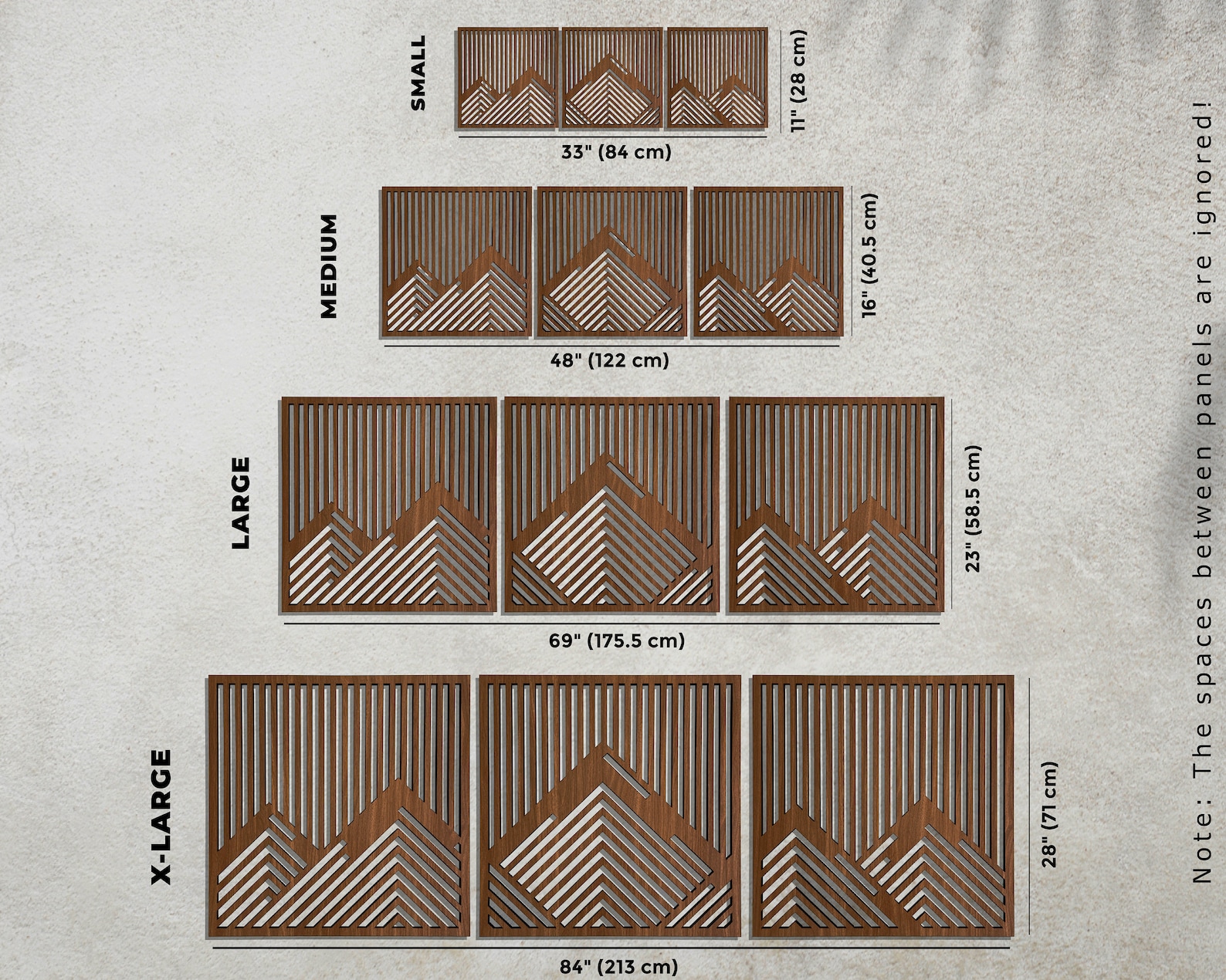 Geometric Mountain Wood Wall Art Decor 3 Piece Mountain - Etsy