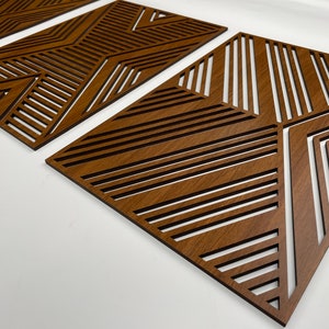 Geometric Patterns Wood Wall Art Decor, 3 Piece Wood Wall Decor, Large ...