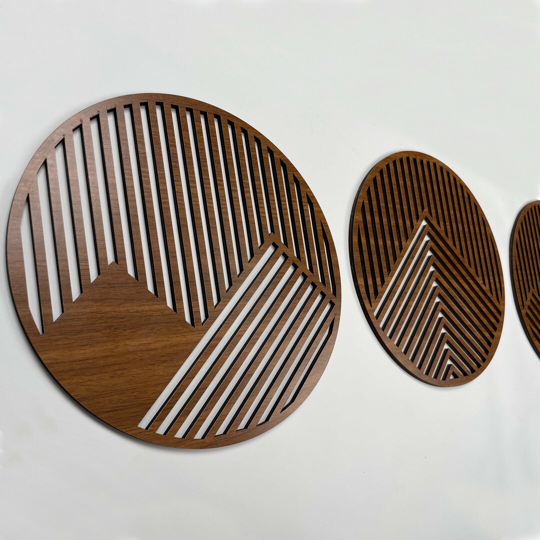 Round Mountain Wall Art Wood Large Geometric Wood Wall Art - Etsy