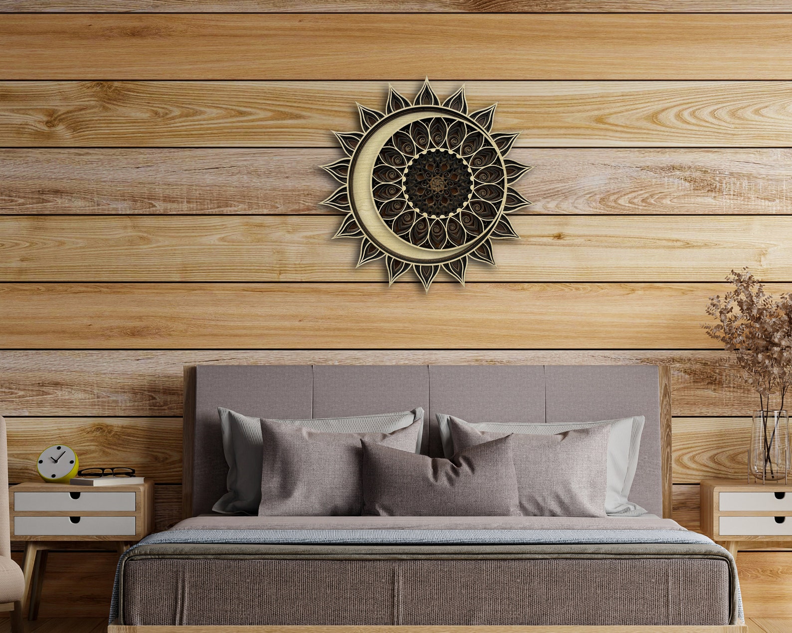 Sun and Moon Wood Wall Art Decoration Layered Sun and Moon - Etsy