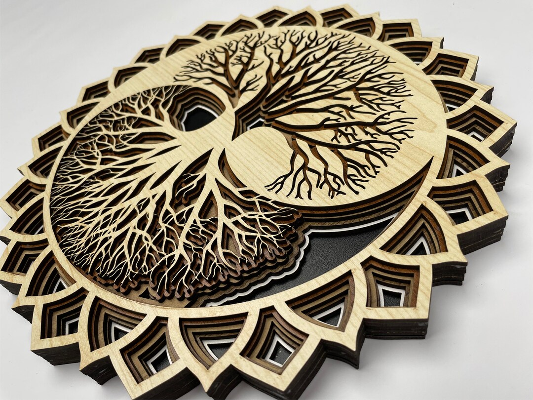 Wood Tree of Life Wall Art Decor, Ying Yang and Tree of Life Large ...