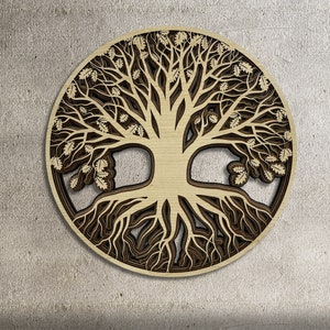 Tree of Life Wood Wall Art Decor - Layered Tree of Life Wooden Mandala ...