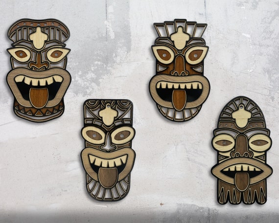 Aboriginal Tribal Mask Wood Wall Art Set Folk Art Set - Etsy Canada