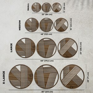 3 Piece Round Wood Wall Art Decor, Large Geometric Wall Art, Abstract ...
