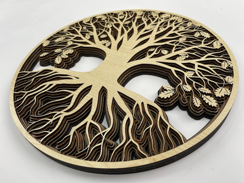 Tree of Life Wood Wall Art Decor - Layered Tree of Life Wooden Mandala ...