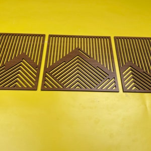 Geometric Mountain Wood Wall Art Decor 3 Piece Mountain - Etsy