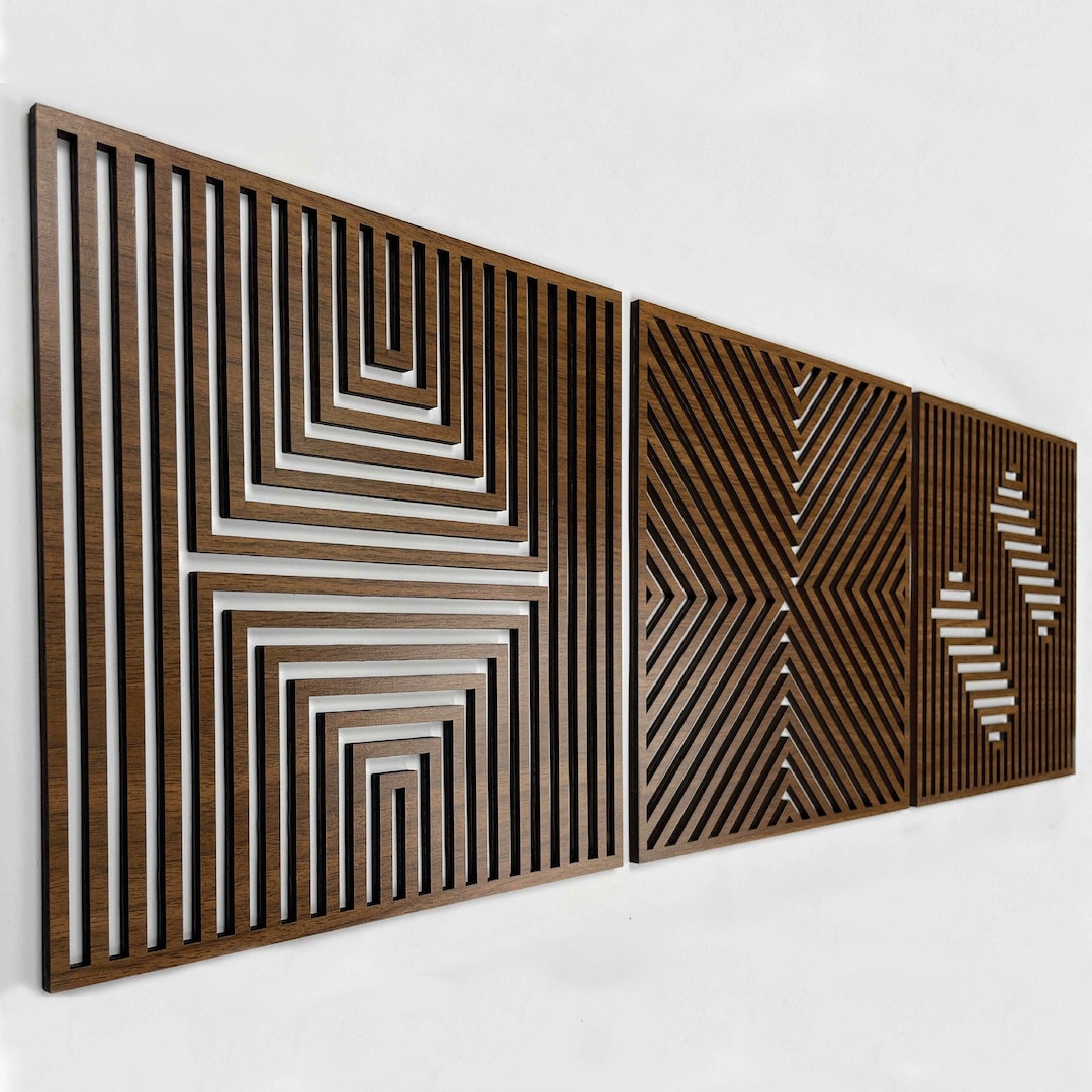 Modern Wood Wall Art Geometric, Large Wood Wall Art for Contemporary ...