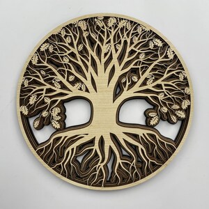 Tree of Life Wood Wall Art Decor - Layered Tree of Life Wooden Mandala ...