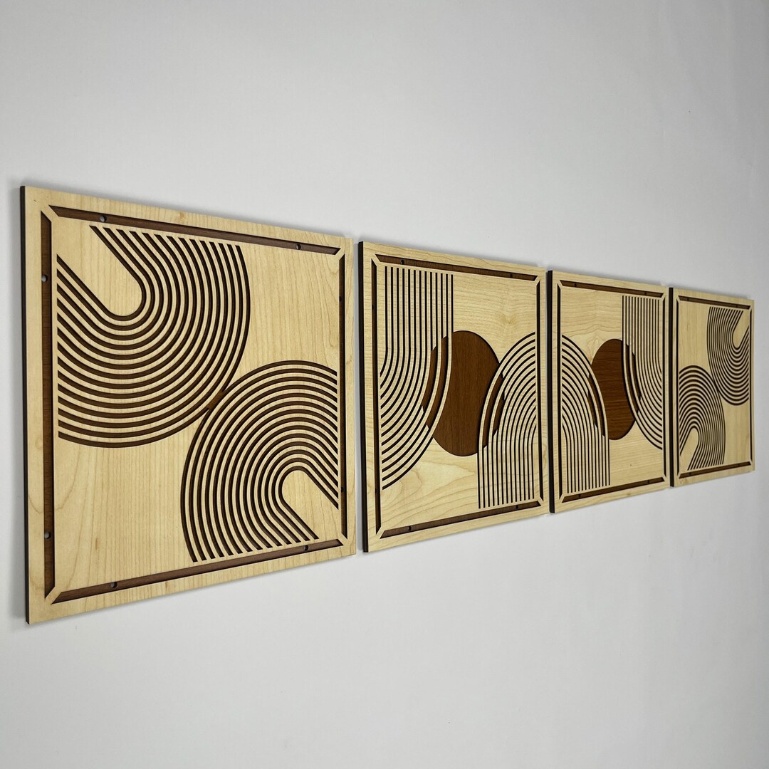 Square Wood Signs for Living Room or Bedroom, Set of 4 Wooden Wall ...