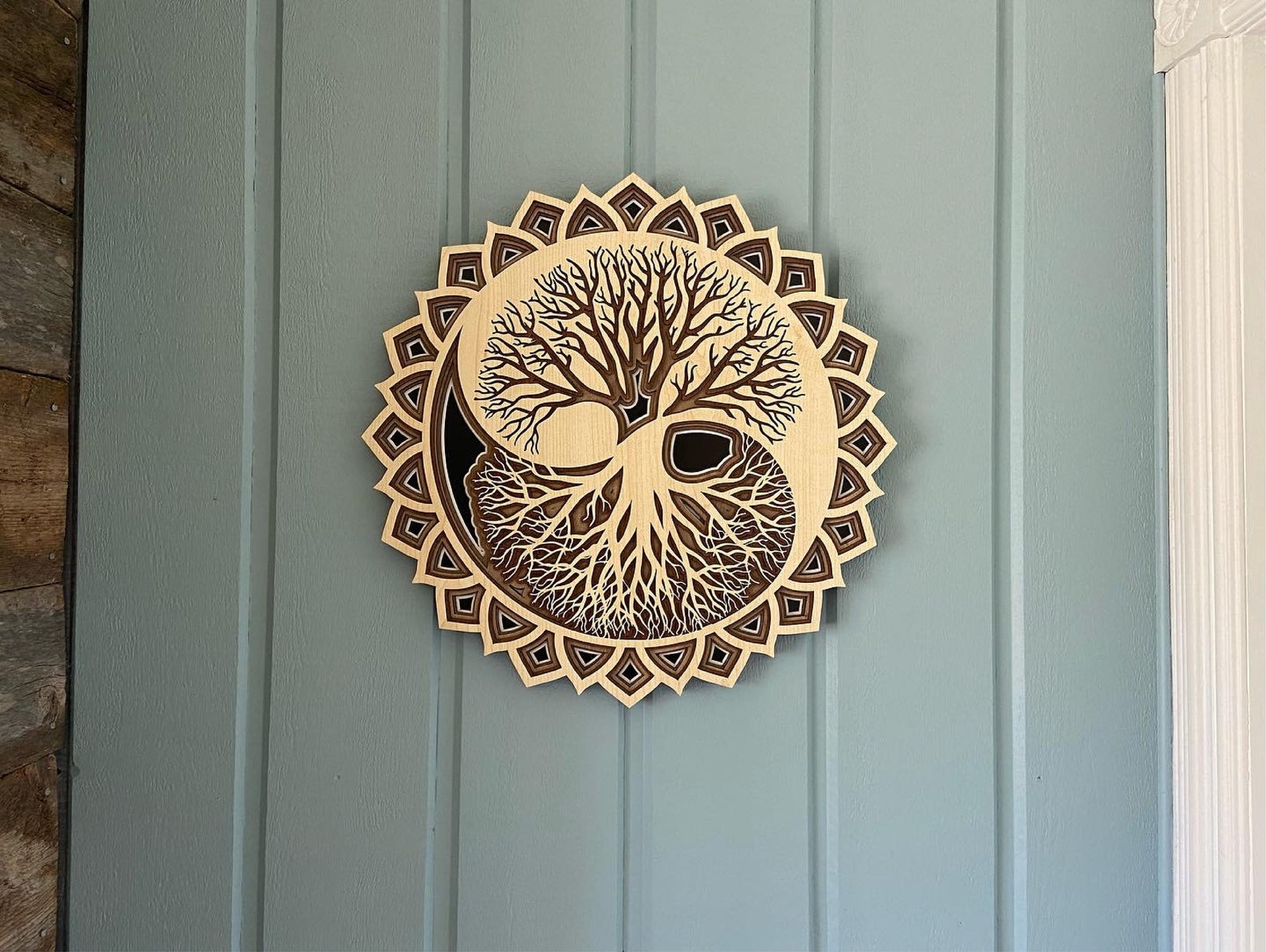 Tree of Life Wall Art Wood Wall Art Mandala Wall Art Yin - Etsy
