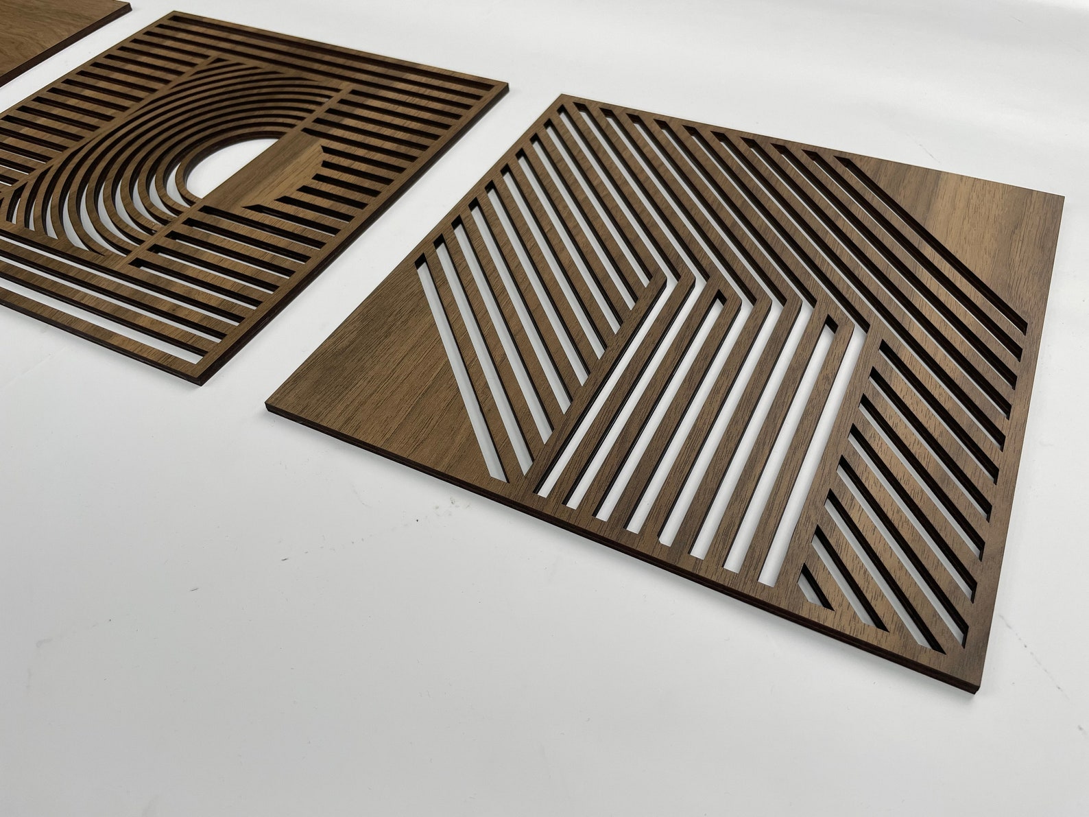 Abstract Wood Wall Art Decor 3 Piece Geometric Wooden Wall - Etsy