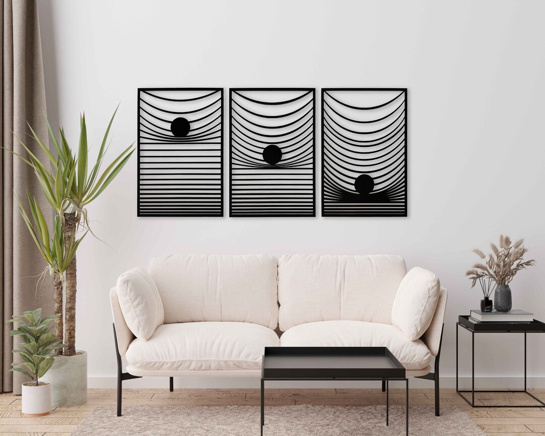 Set of 3 Gravity Wall Art Wood, Large Rectangular Wooden Wall Art ...