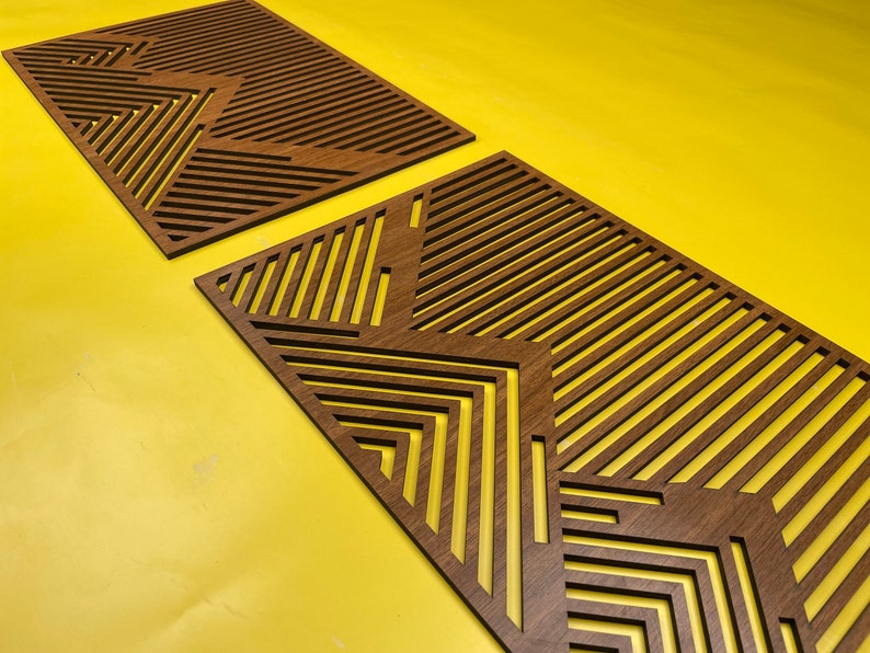 Mountain Wood Wall Art Decor Wooden Geometric Mountains Set - Etsy