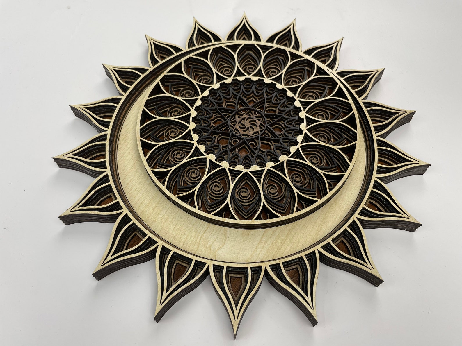 Sun and Moon Wood Wall Art Decoration Layered Sun and Moon - Etsy