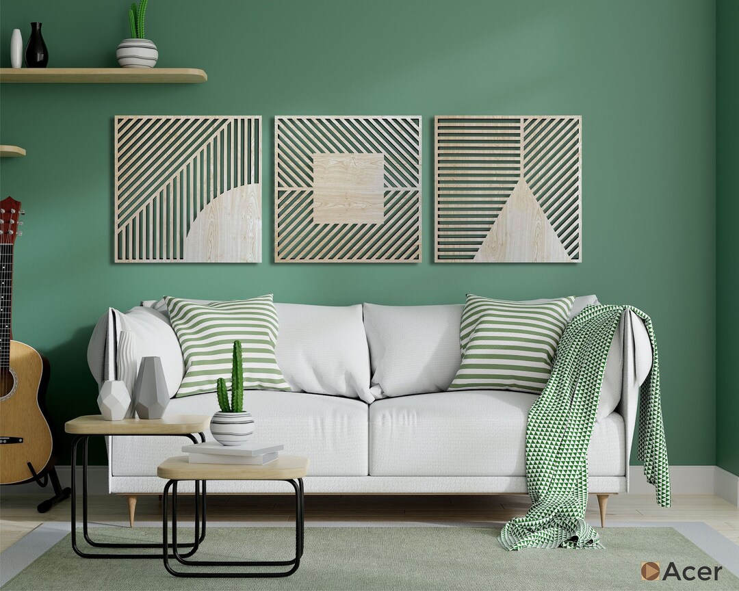 Geometric Shapes Wood Wall Art Decor 3 Piece Wooden Wall - Etsy