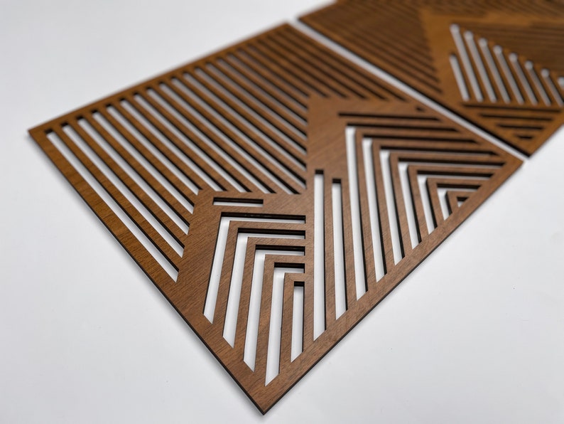 Geometric Mountain Wood Wall Art Decor 3 Piece Mountain - Etsy