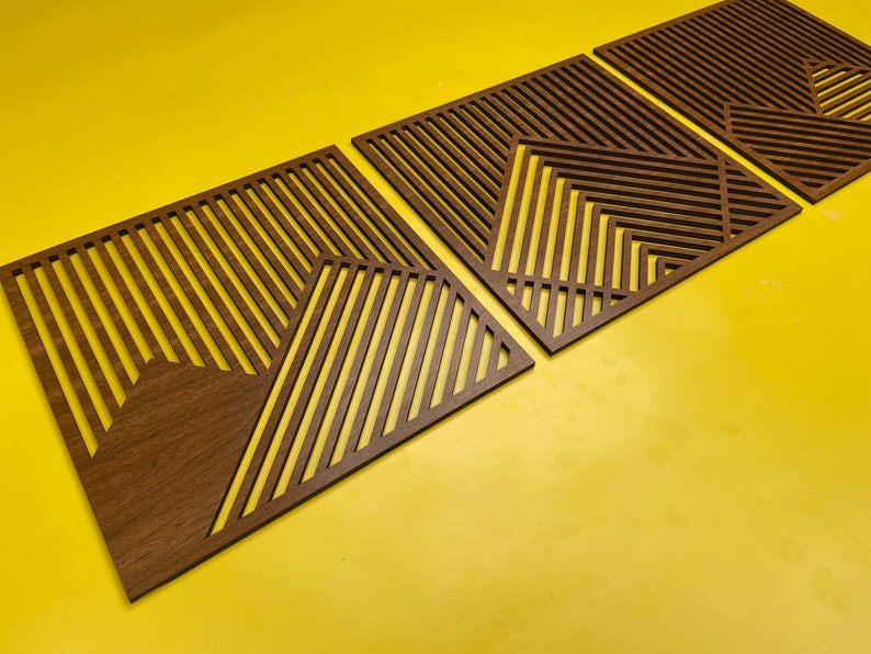 Mountain Wall Art Wood Wall Art Geometric Mountains - Etsy