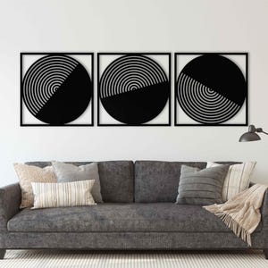 Round Boho Wall Art Wood Decor, Set of 3 Mid Century Modern Wood Wall ...