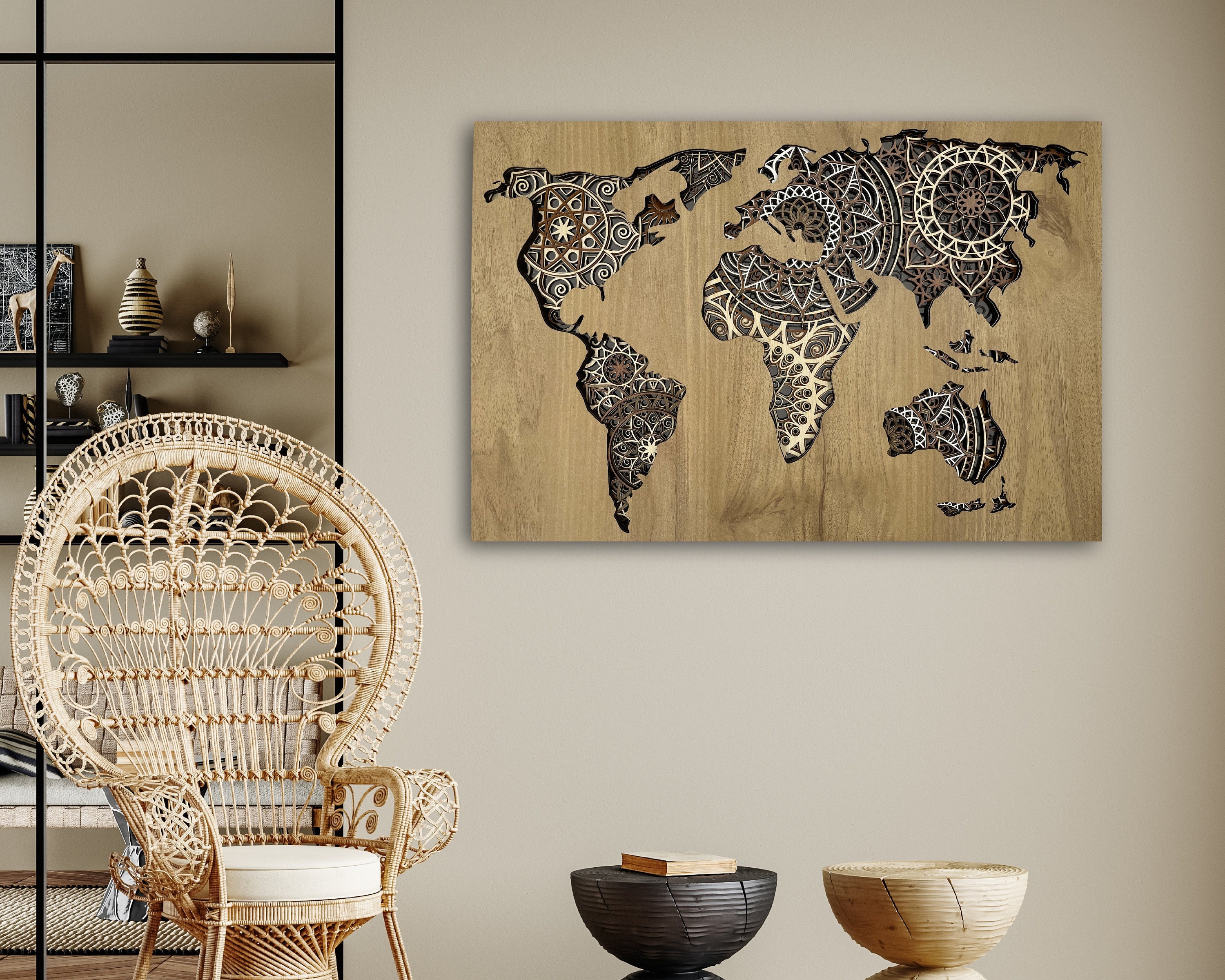 World Map Wall Art Large Wood World Map Wooden World Map | Etsy