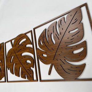 Monstera Leaves Wood Wall Art for Living Room, Tropical Wooden Wall Art ...