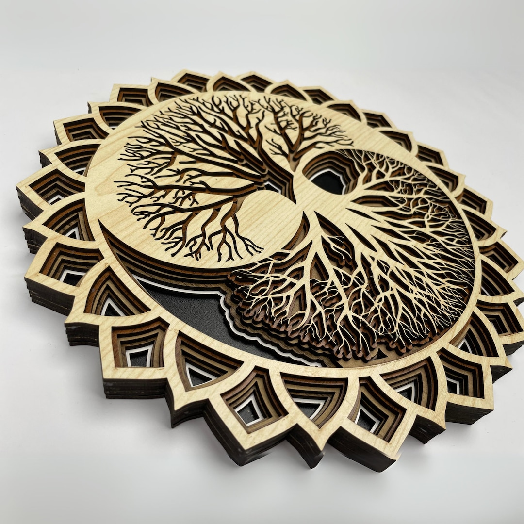 Wood Tree of Life Wall Art Decor, Ying Yang and Tree of Life Large ...