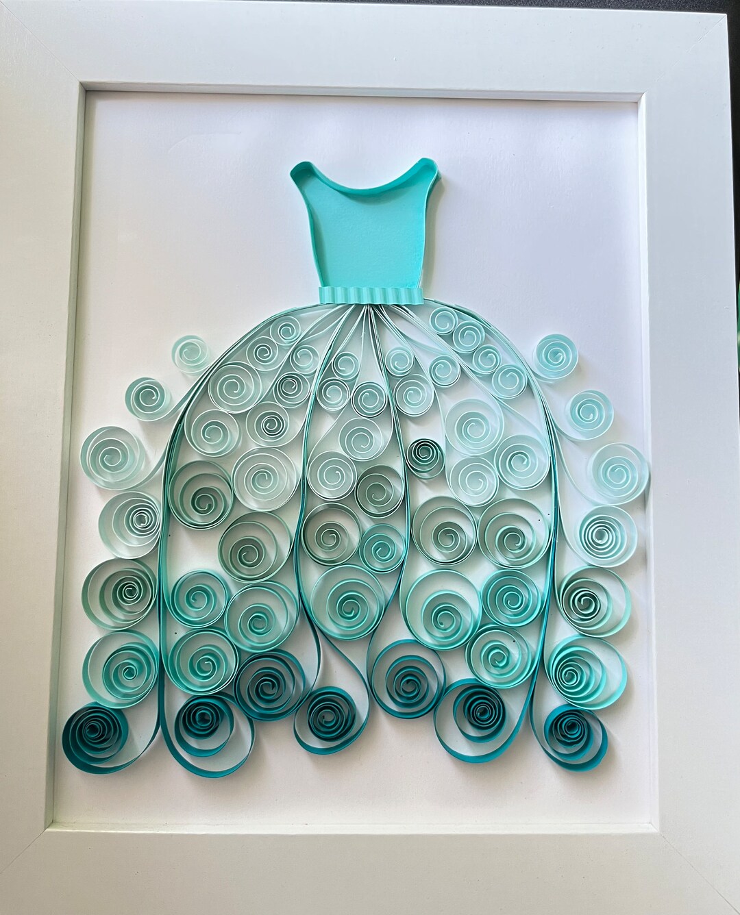 Turquoise Quilled Dress Decor - Framed - Etsy