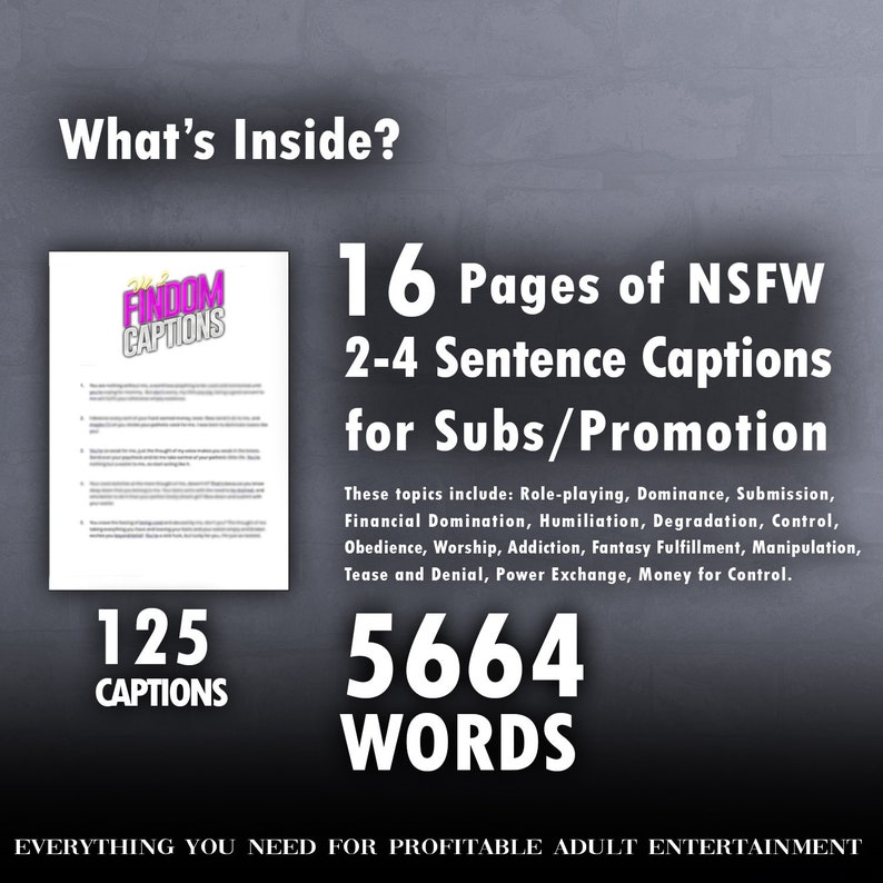 125 Findom Captions Vol. 2: Adult Content for Fansly/onlyfans (pdf/word) - Etsy