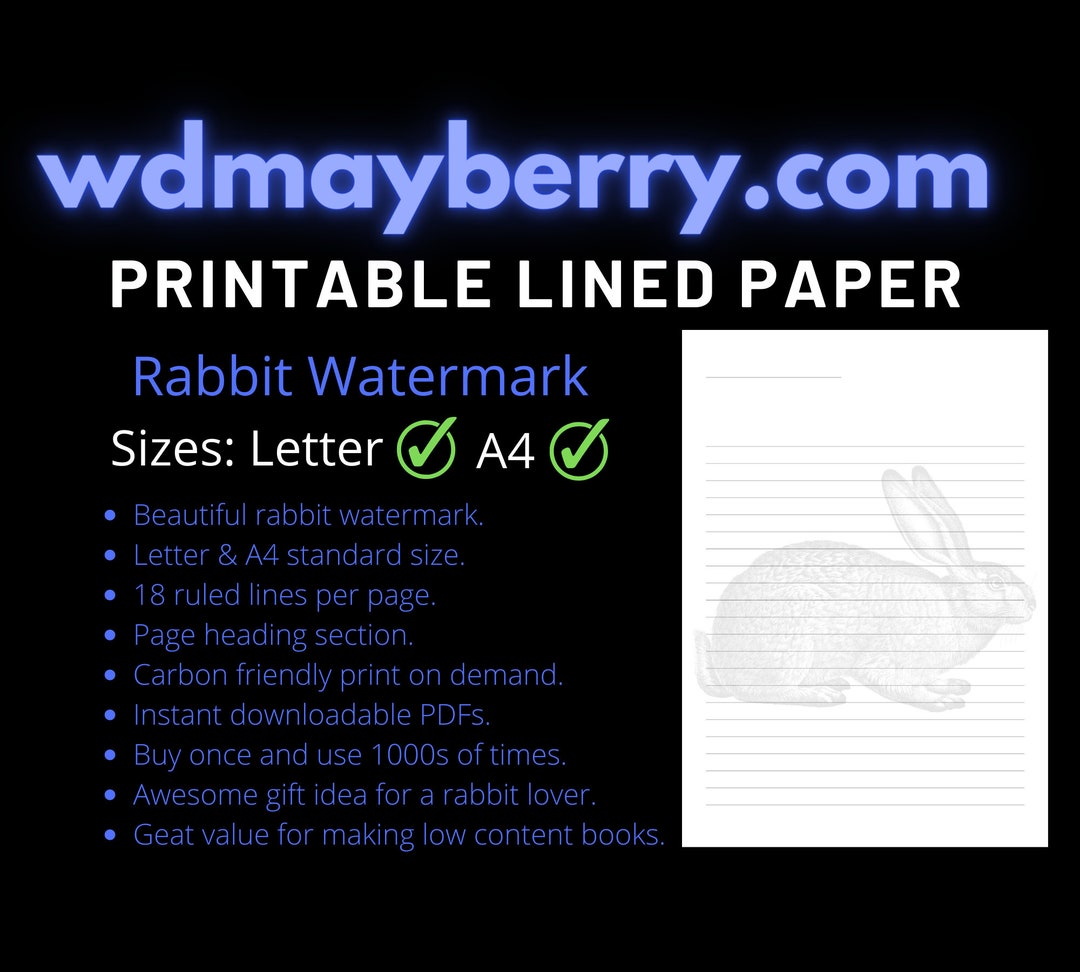 Beautiful Rabbit Theme Printable Line Paper Containing a - Etsy