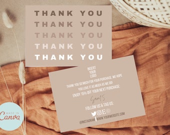 Editable Business Thank You Card Canva Template - Etsy