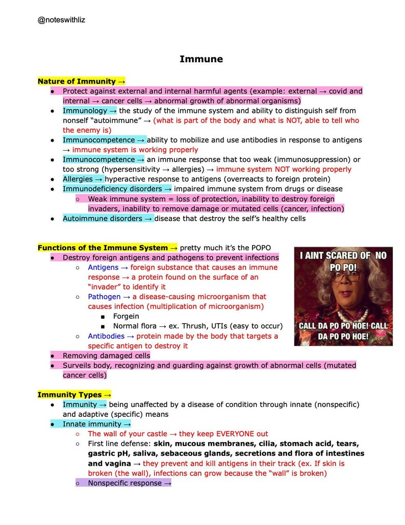Medical Surgical Immune Study Guide - Etsy
