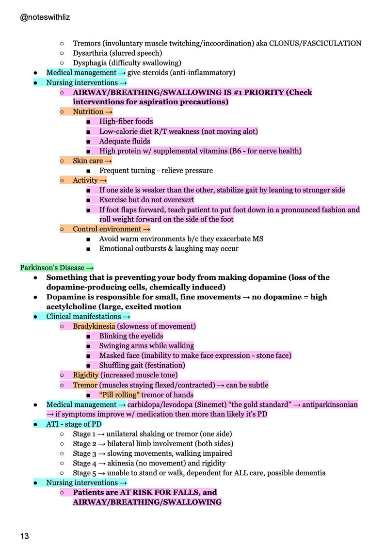 Medical Surgical Neuro Study Guide - Etsy