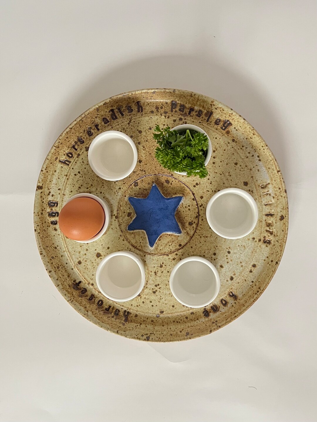 Stoneware Seder Plate With Six Ramekins for Passover - Etsy