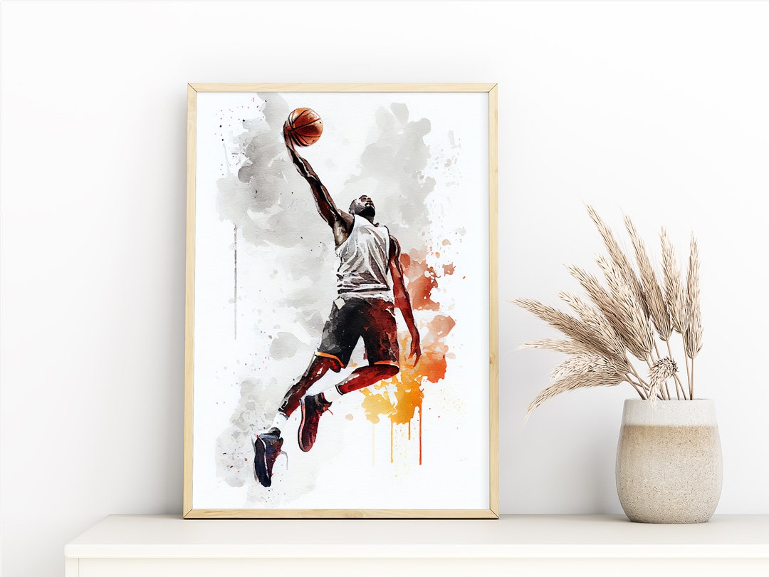 Slam Dunk Watercolour Art, Basketball Digital Wall Art PRINTABLE ...