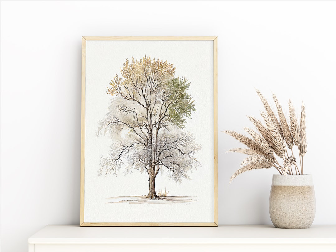 White Ash Tree Digital Art Print Nostalgic Wall Art Retro Inspired ...