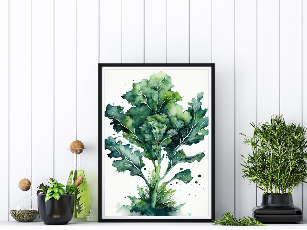 Kitchen Wall Decor Kale Wall Art for Kitchen Painting Watercolor Art ...