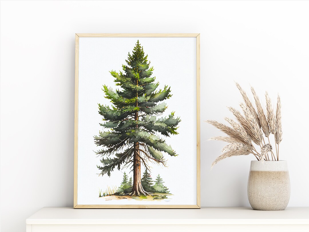 Douglas Fir Tree Digital Art Print Nostalgic Wall Art Retro Inspired ...