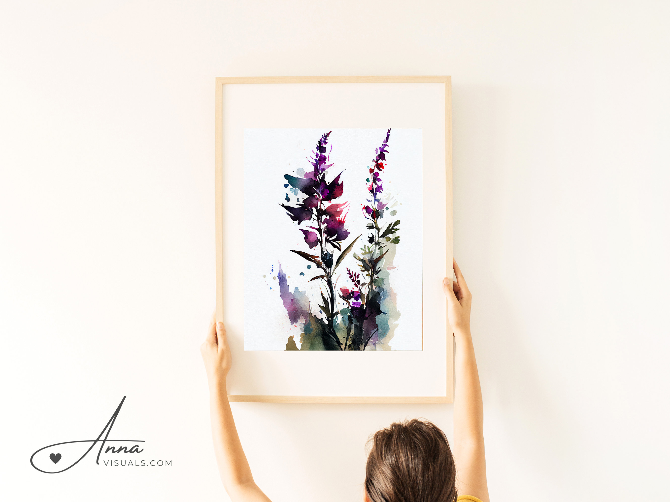Salvia Flower Poster, Watercolor Flower Painting, PRINTABLE Digital ...