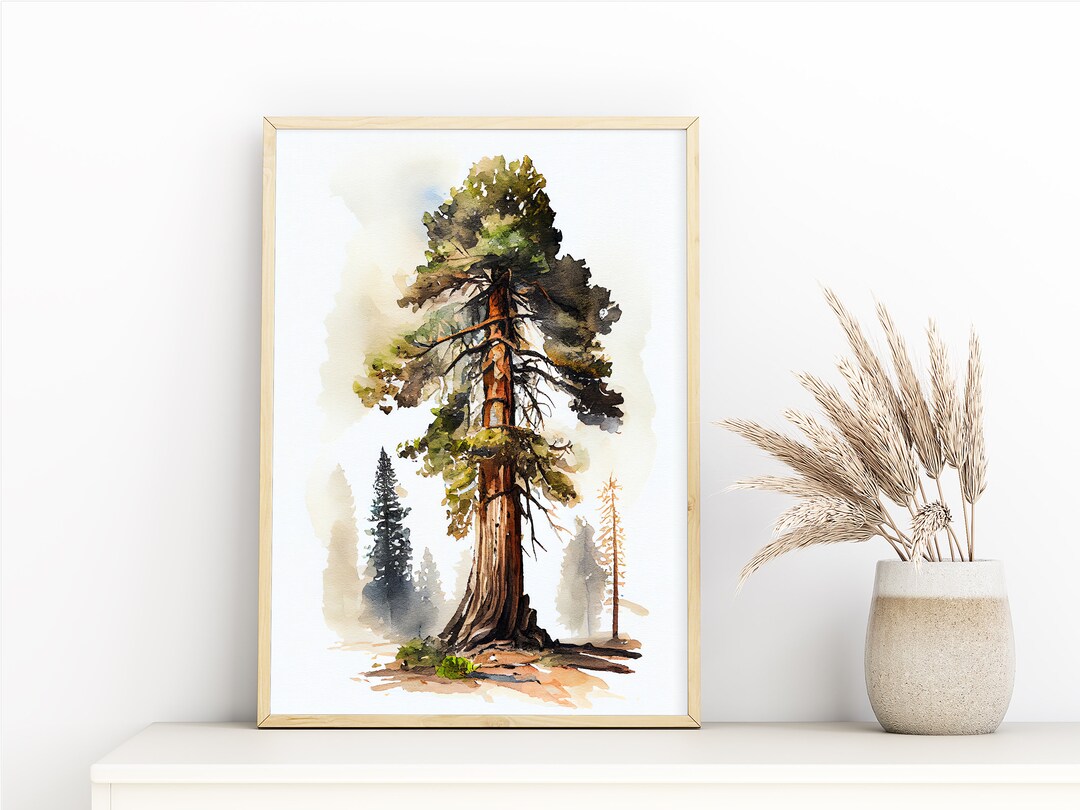 Sequoia Tree Digital Art Print Nostalgic Wall Art Retro Inspired ...