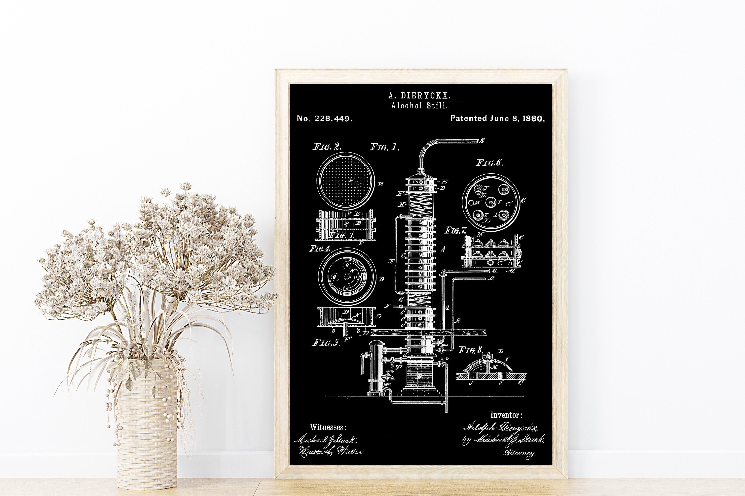 1880 Alcohol Still Patent Art Poster Vintage Bar Decor, Brewer Gift ...