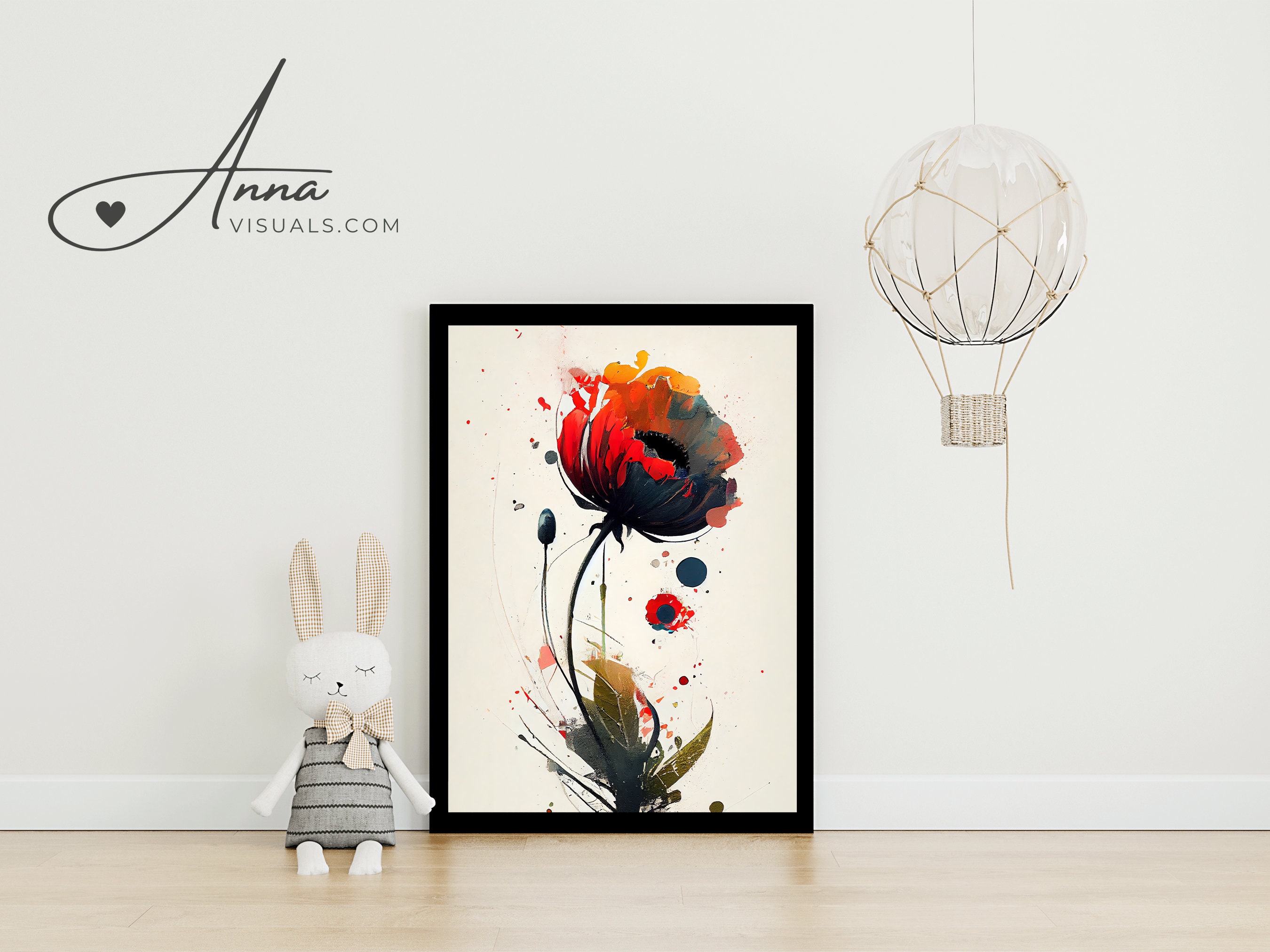 Bold Poppy Flower Poster, Watercolor Flower Painting, PRINTABLE Digital ...