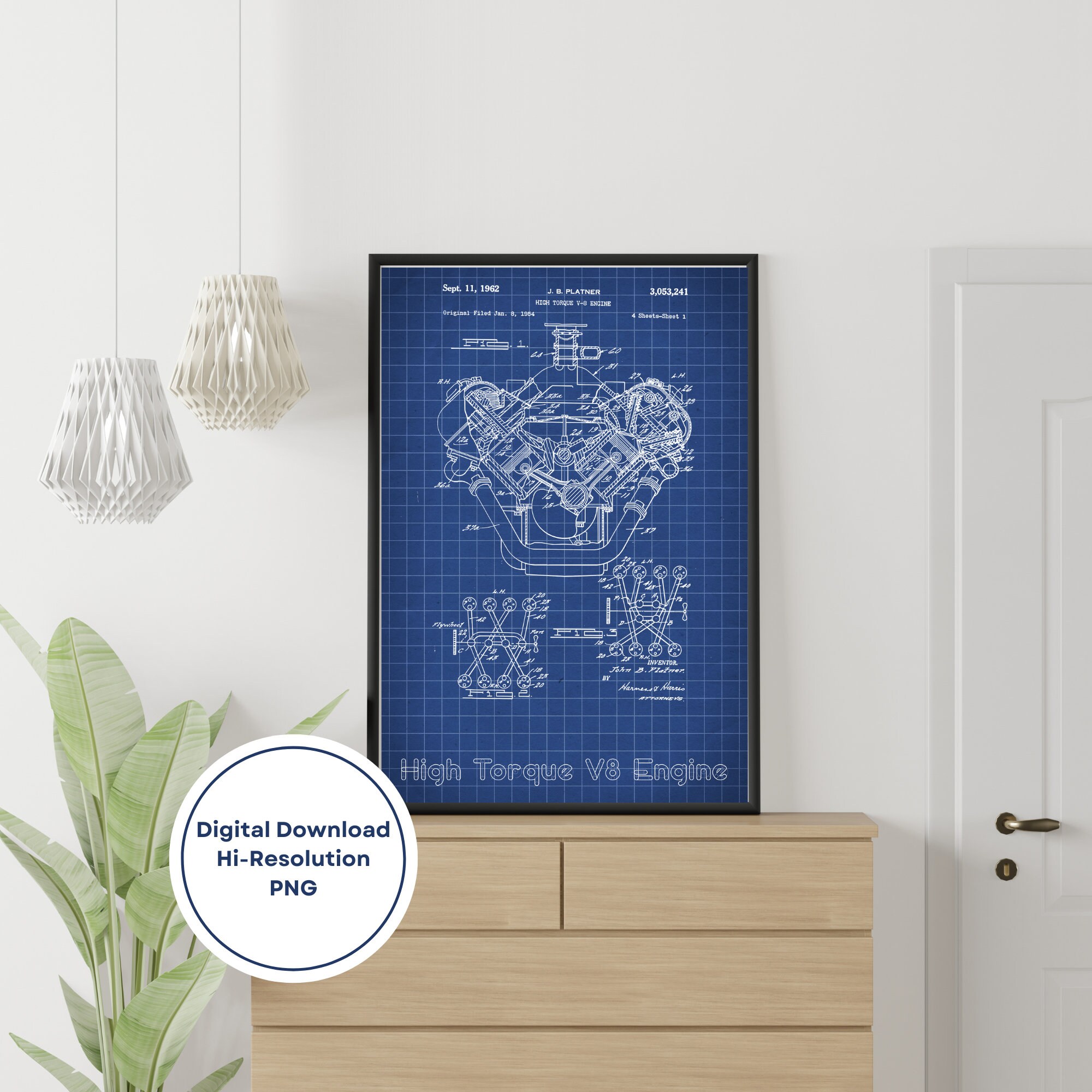 High Torque V8 Blueprint, V8 Printable Blueprint, Mechanic Gift ...